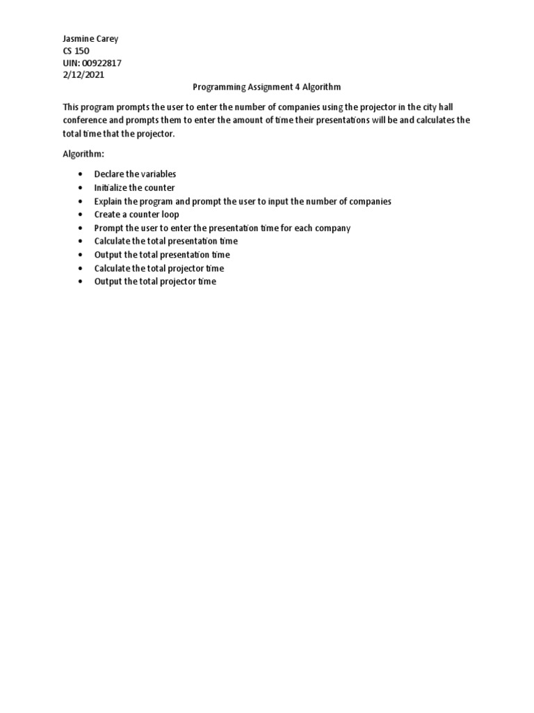 Programming Assignment 4 Algorithm | PDF