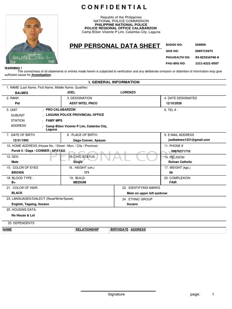 I. General Information: Philippine National Police Police Regional ...