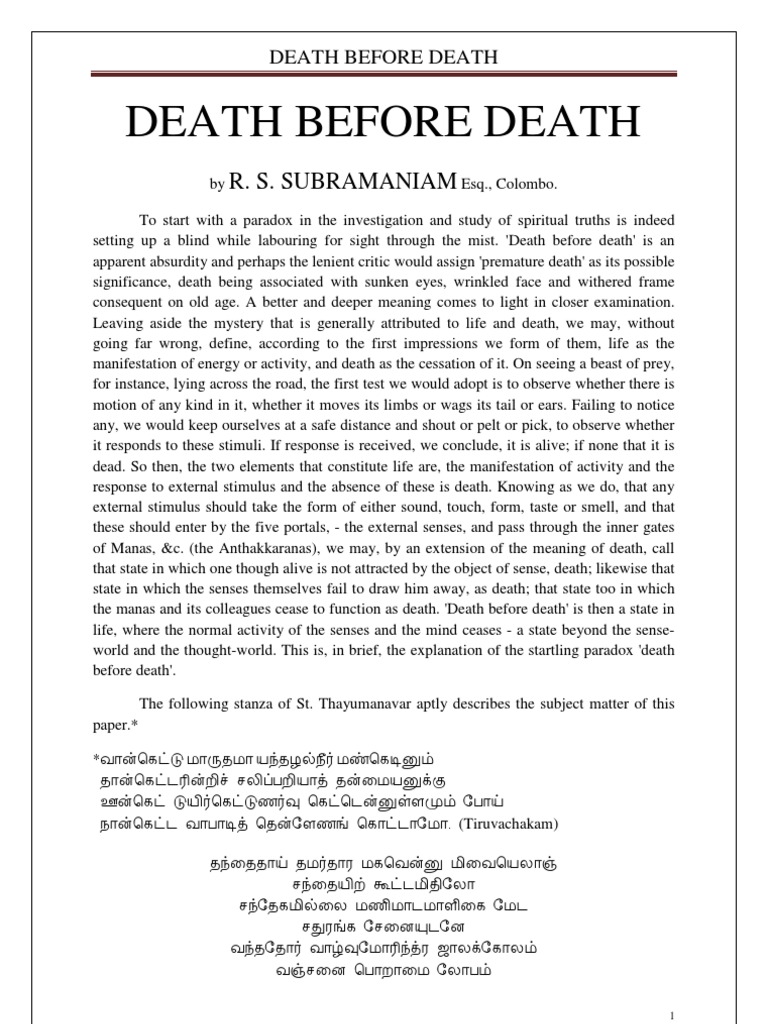 Death Before Death | PDF | Stimulus (Physiology) | Seven Deadly Sins