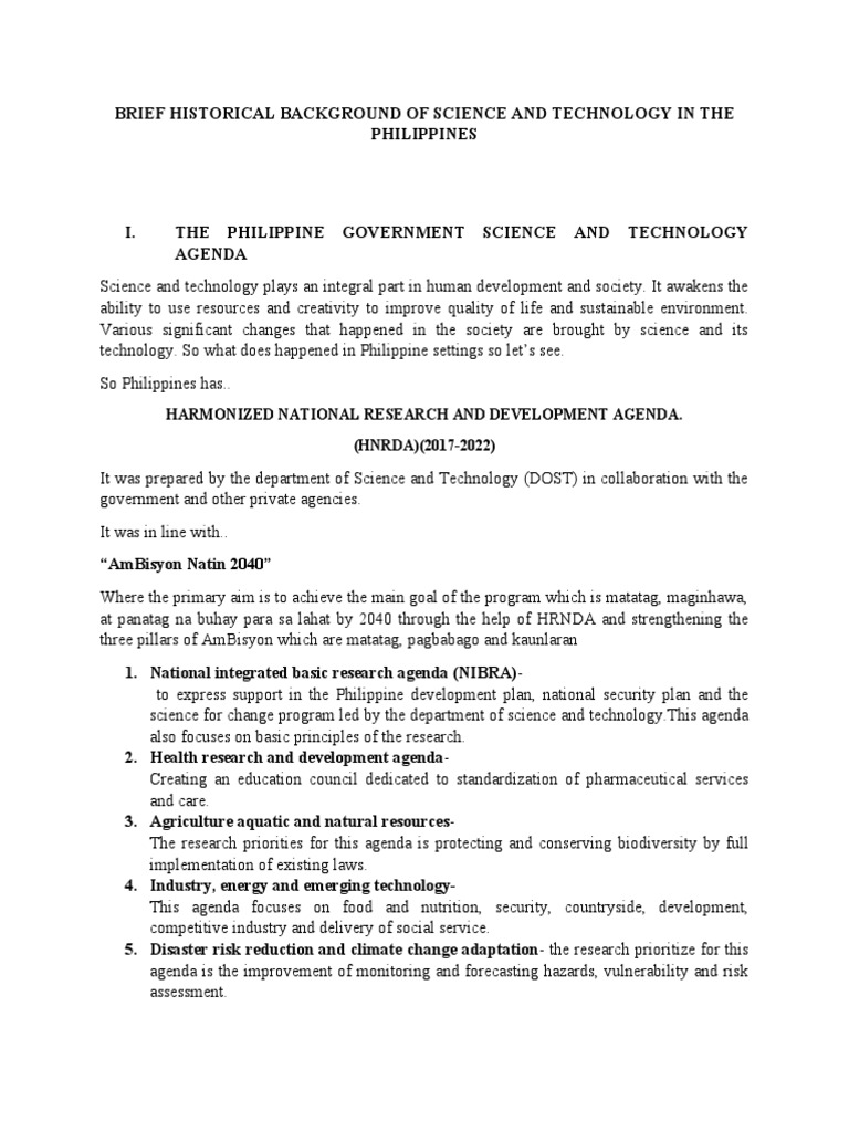 Harmonized National Research and Development Agenda. (HNRDA) (2017-2022 ...