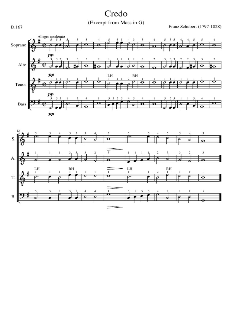 Credo: (Excerpt From Mass in G) | Download Free PDF | Compositions ...