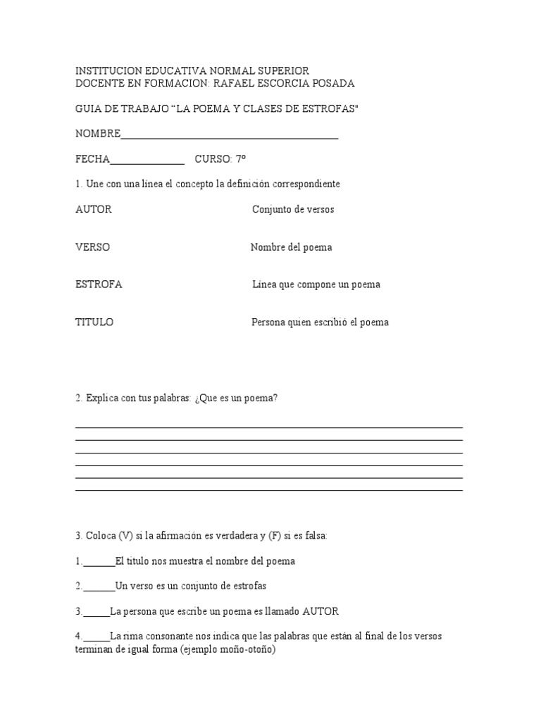 Guía de Estudio: Poemas y Estrofas | PDF | Poesía