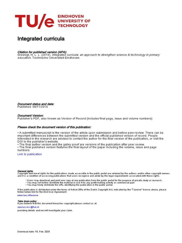 Integrated Curricula | PDF | Teachers | Curriculum