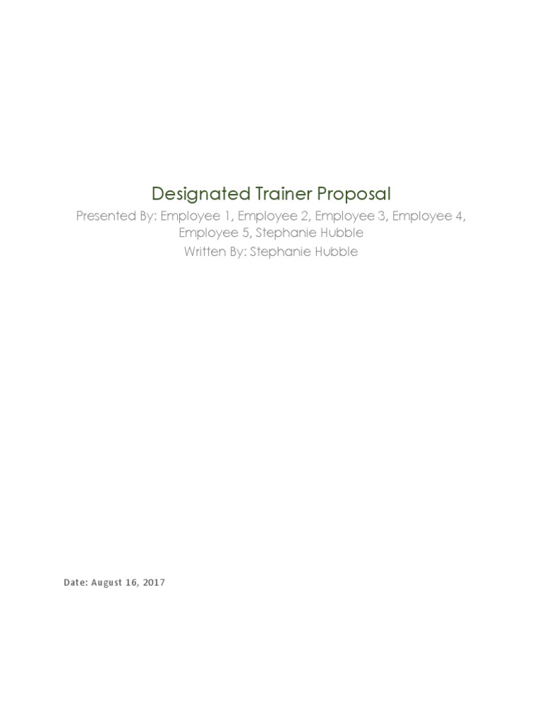 Designated Trainer Proposal | PDF | Human Capital | Employment