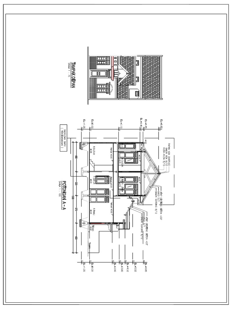 Desain Rumah Tinggal Sederhana 2 Laintai 6x7 Meter Layout1 | PDF