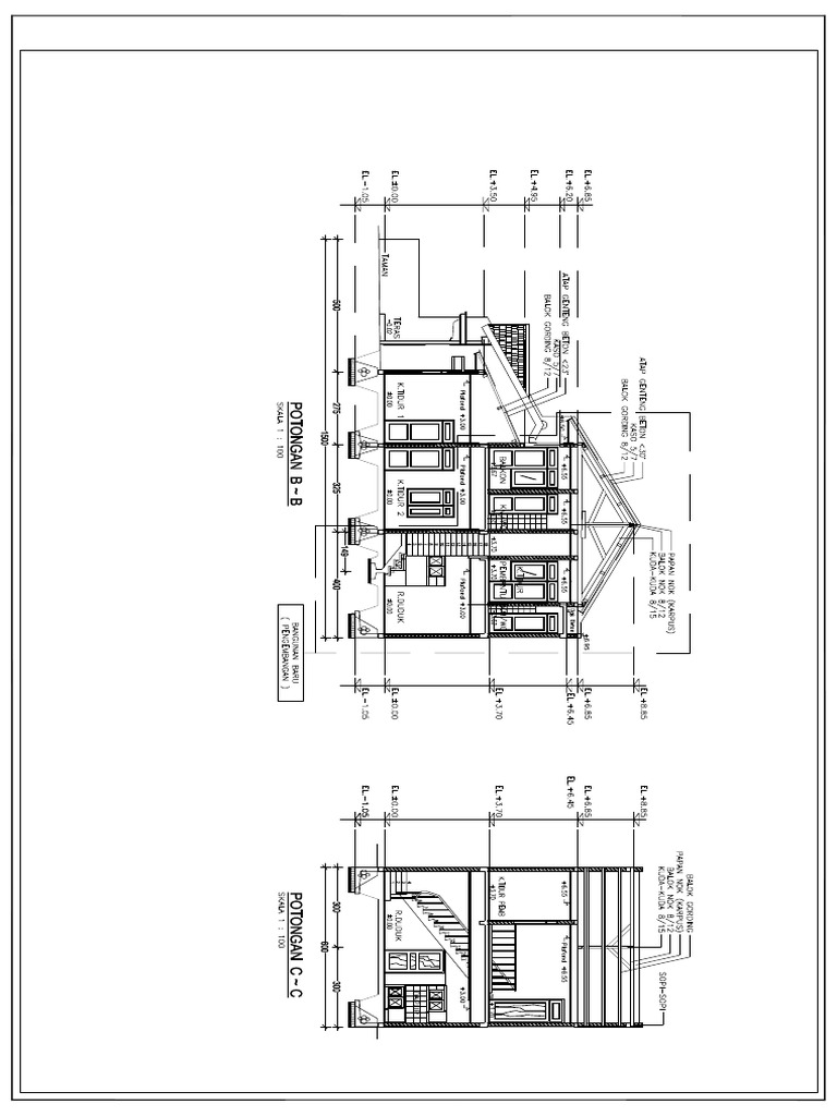 Desain Rumah Tinggal Sederhana 2 Laintai 6x7 Meter Layout1 | PDF