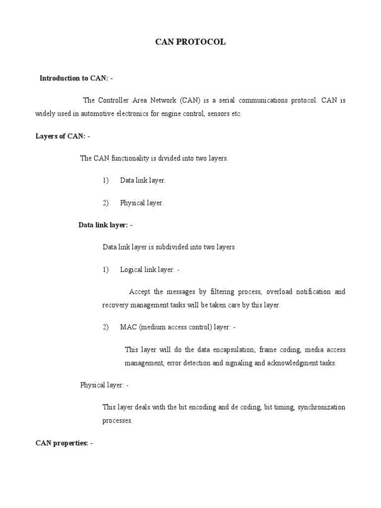 Can Protocol | PDF | Computer Standards | Networking Standards