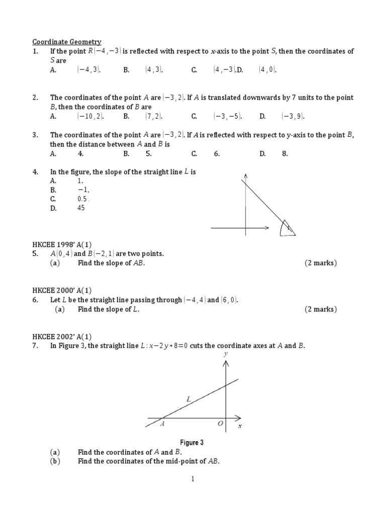 Coordinate Geometry Exercises | PDF | Cartesian Coordinate System ...