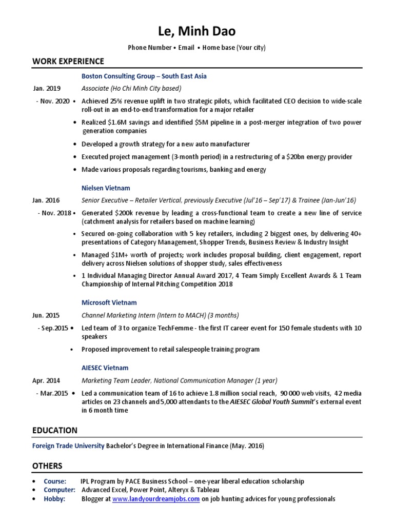 Le Minh Dao - Resume - 02.2021 | PDF | Retail | Marketing