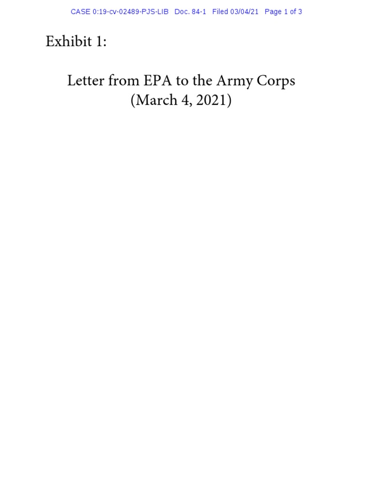 EPA Letter To Army Corps | PDF | United States Environmental Protection ...