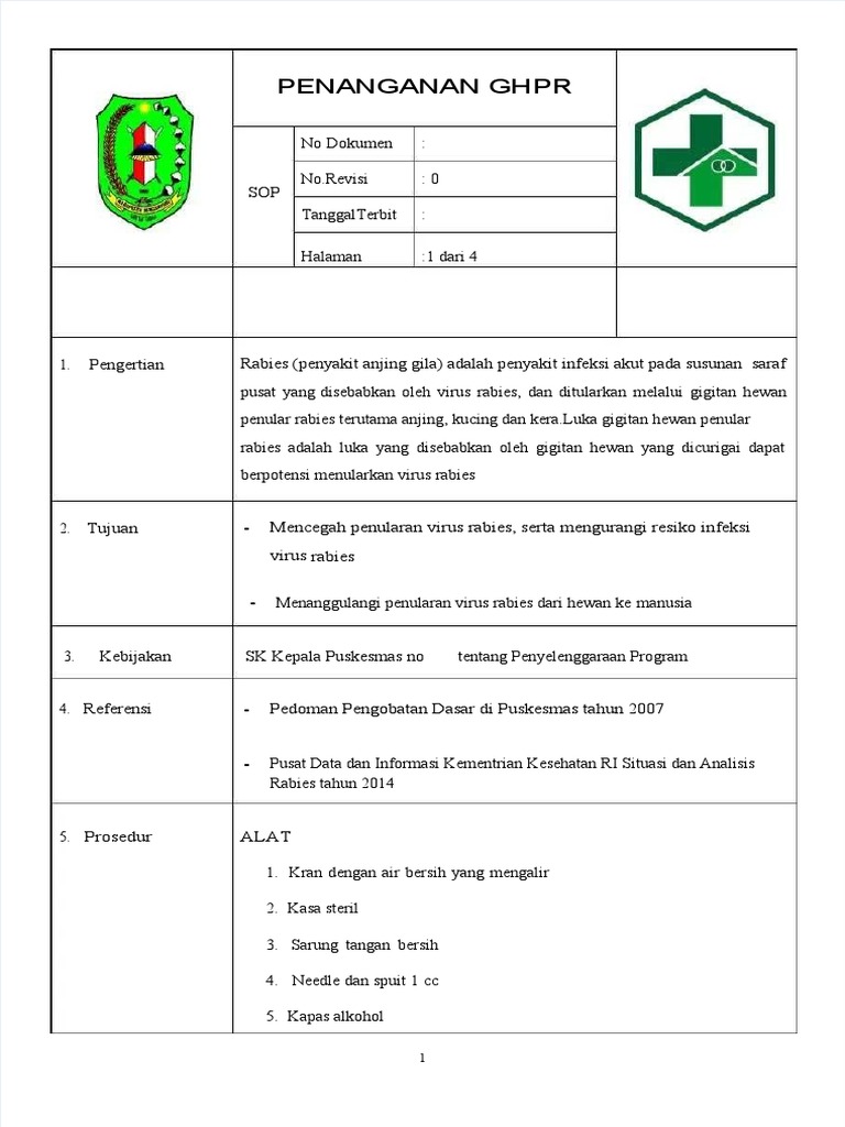 PDF Sop Penanganan GHPR | PDF