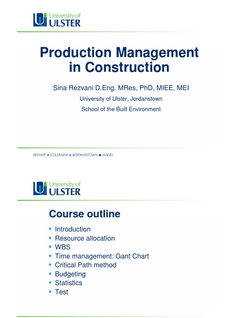 Production Management in Construction-Intro | PDF | Project Management ...