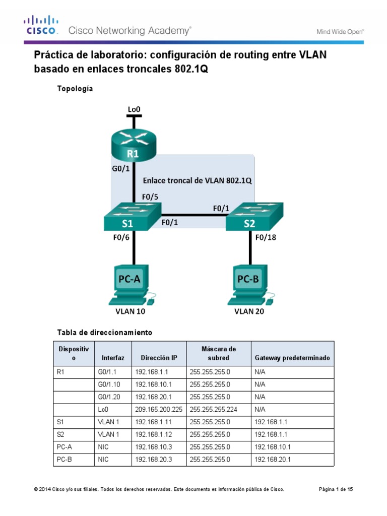 5.1.3.7 Lab - Configuring 802.1Q Trunk-Based Inter-VLAN Routing | PDF | Enrutador (Computación ...