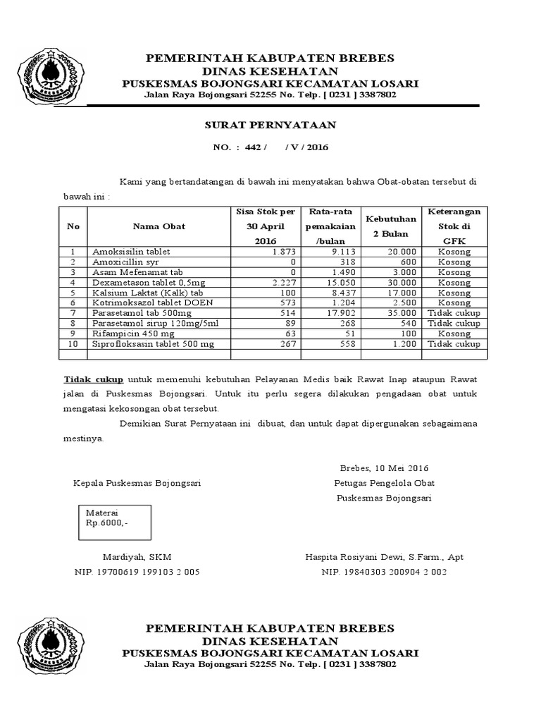 Surat Pernyataan Obat Pdf