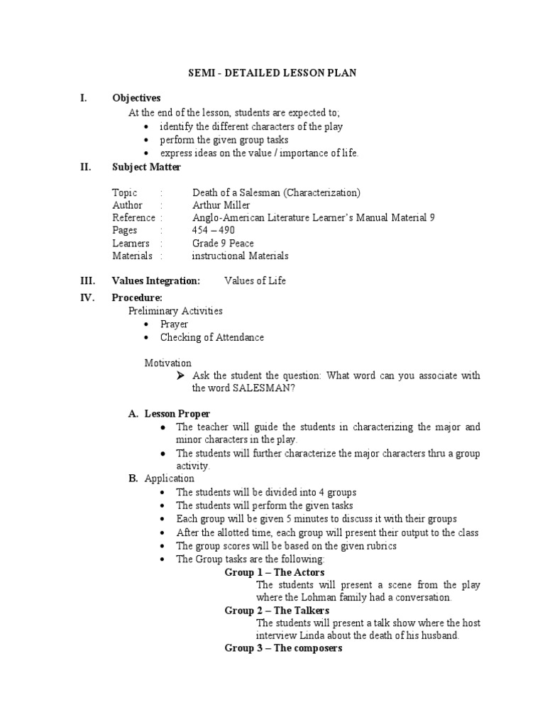 Semi-Detailed Lesson Plan: Grade 9 English | PDF | Lesson Plan ...