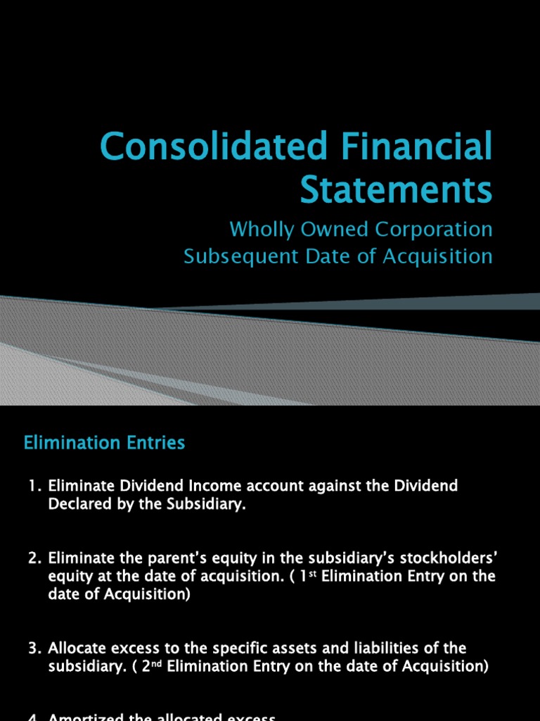 Consolidated Financial Statements - Wholly Owned | PDF | Consolidation (Business) | Goodwill ...