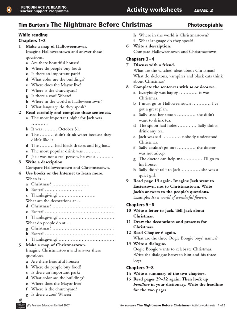 The Nightmare Before Christmas Exercises | PDF | Santa Claus