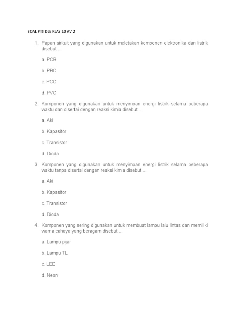 Soal Pts Dle Klas 10 Av 2 | PDF