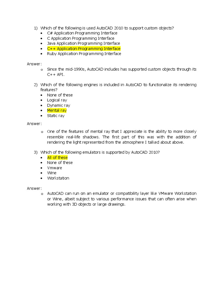 AutoCAD Quiz 2 | PDF | Auto Cad | Windows 7