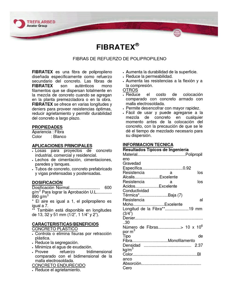 Fibratex | PDF | Hormigón | Ingeniería de Edificación