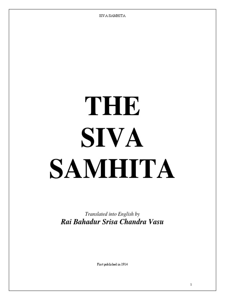 The Siva Samhita | PDF | Yoga | Prana