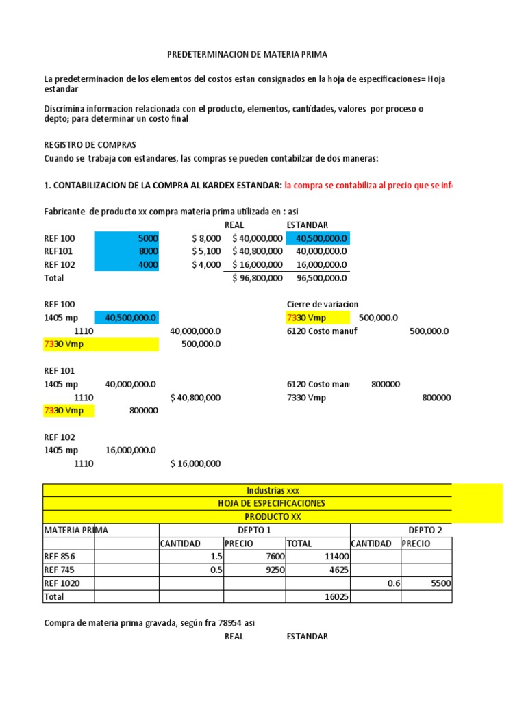 Predeterminacion de Materia Prima - Compras y Consumo - Febreo 25 | PDF ...