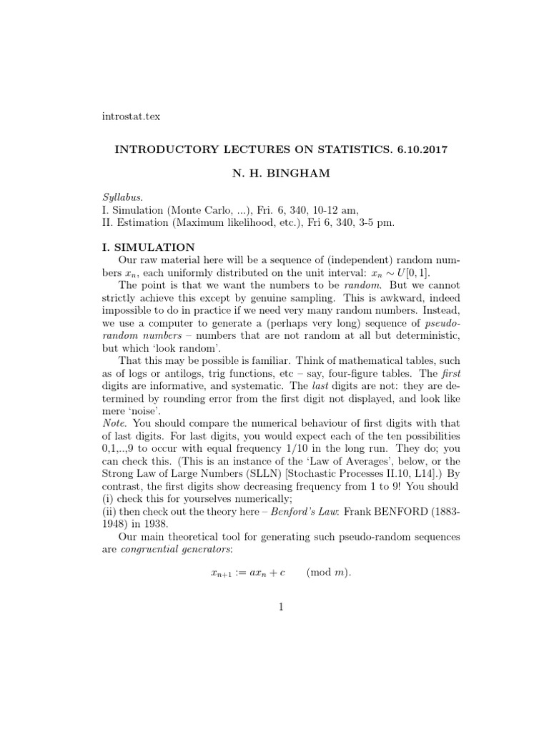 Introstat | PDF | Variance | Pi