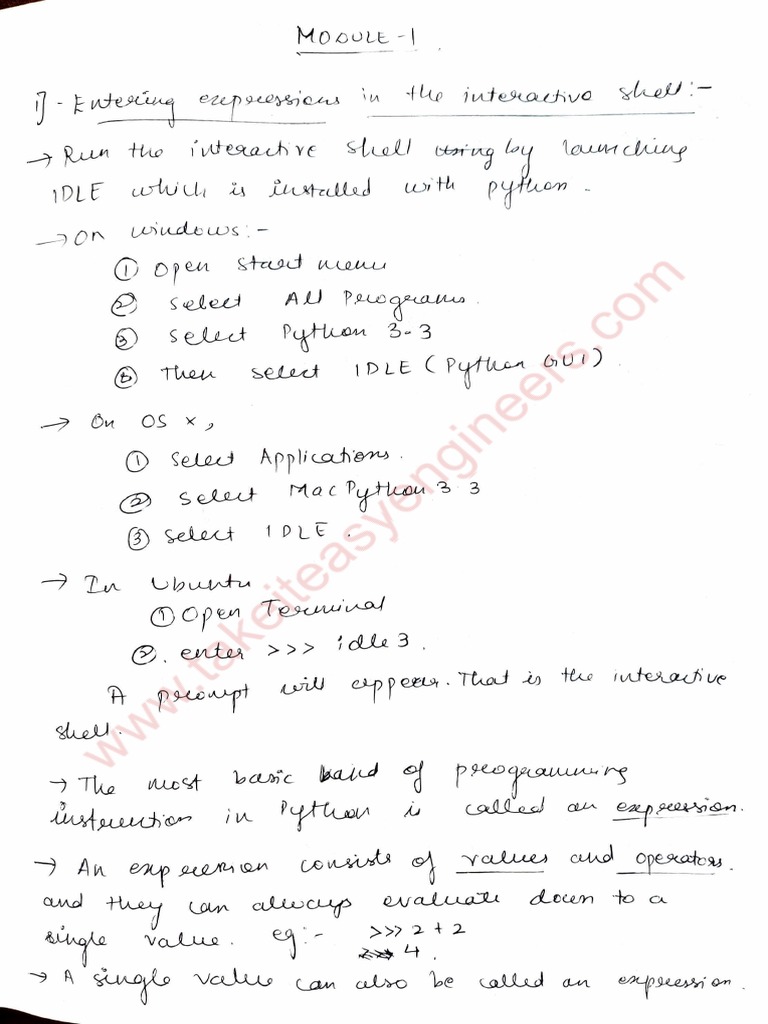 Python Mod 1 Revision - Watermark | PDF