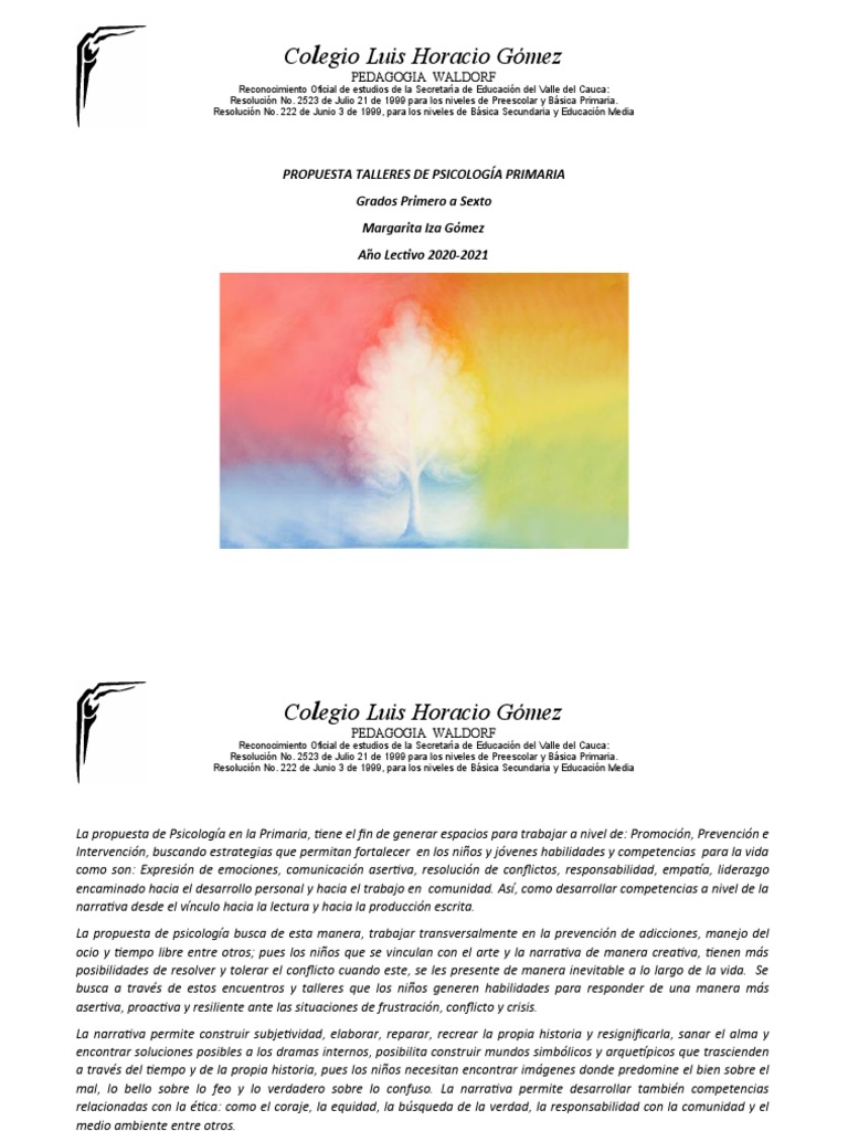 Propuesta Talleres Psicologia Primaria Margarita Iza Gomez 2020-2021 C ...