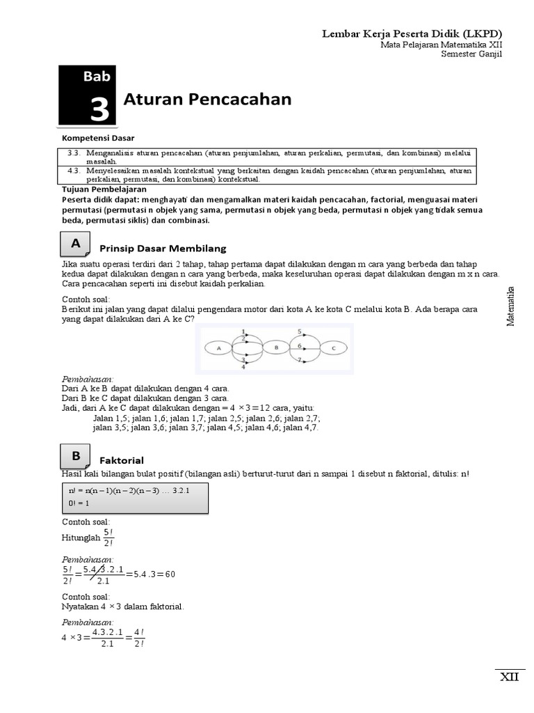 Kaidah Pencacahan Matematika XII | PDF
