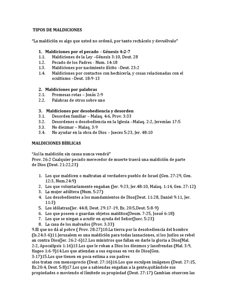 Tipos de Maldiciones | PDF | Comportamiento religioso y experiencia ...