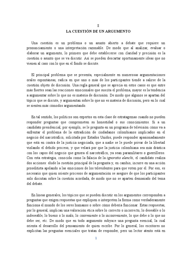Cuestiones y Argumentos en Discusiones | PDF | Argumento | Teoría de la ...