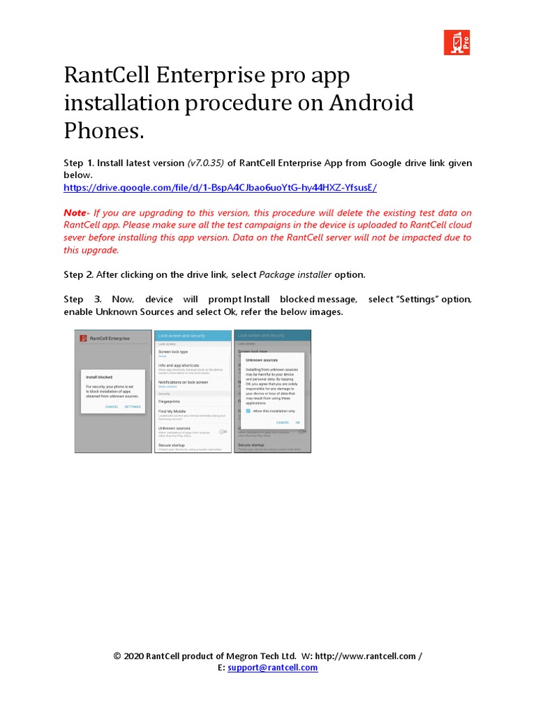 Rantcell Enterprise Pro App Installation Procedure On Android Phones ...
