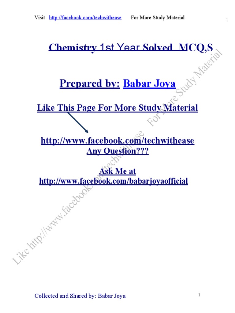 1st Year Chemistry Complete Book Solved MCQ1 | PDF | Atomic Orbital ...