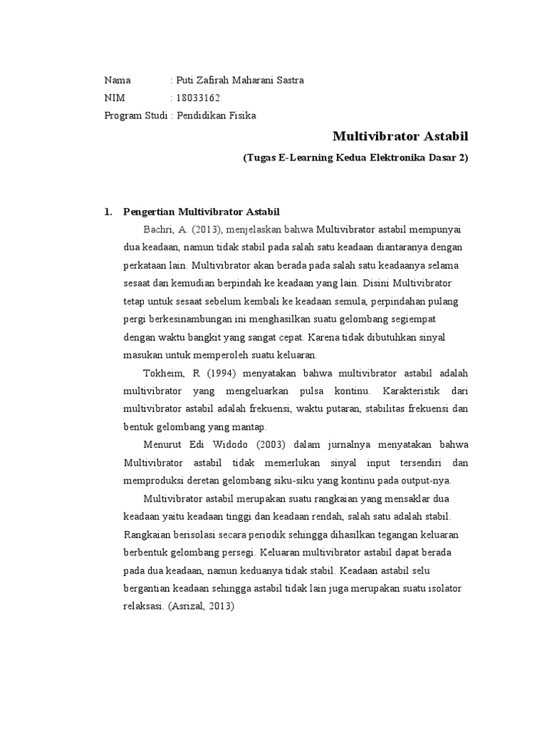 Solusi Tugas Elka 2 - Multivibrator Astabil | PDF