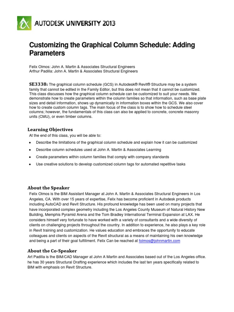 Revit Column Schedule | PDF | Autodesk Revit | Column
