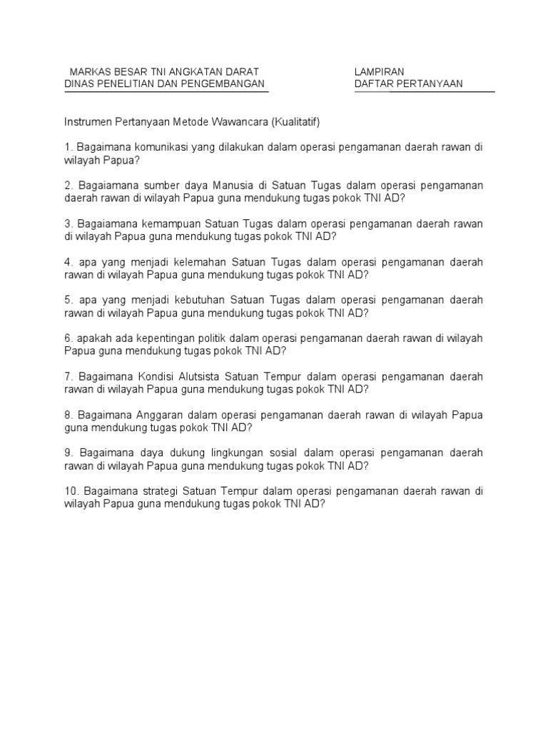 Evaluasi Operasi TNI AD di Papua | PDF