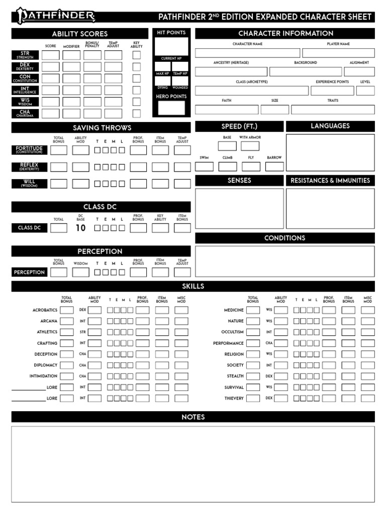 PF 2e Expanded Charicter Sheet Editable | PDF | Role Playing Games | Gaming