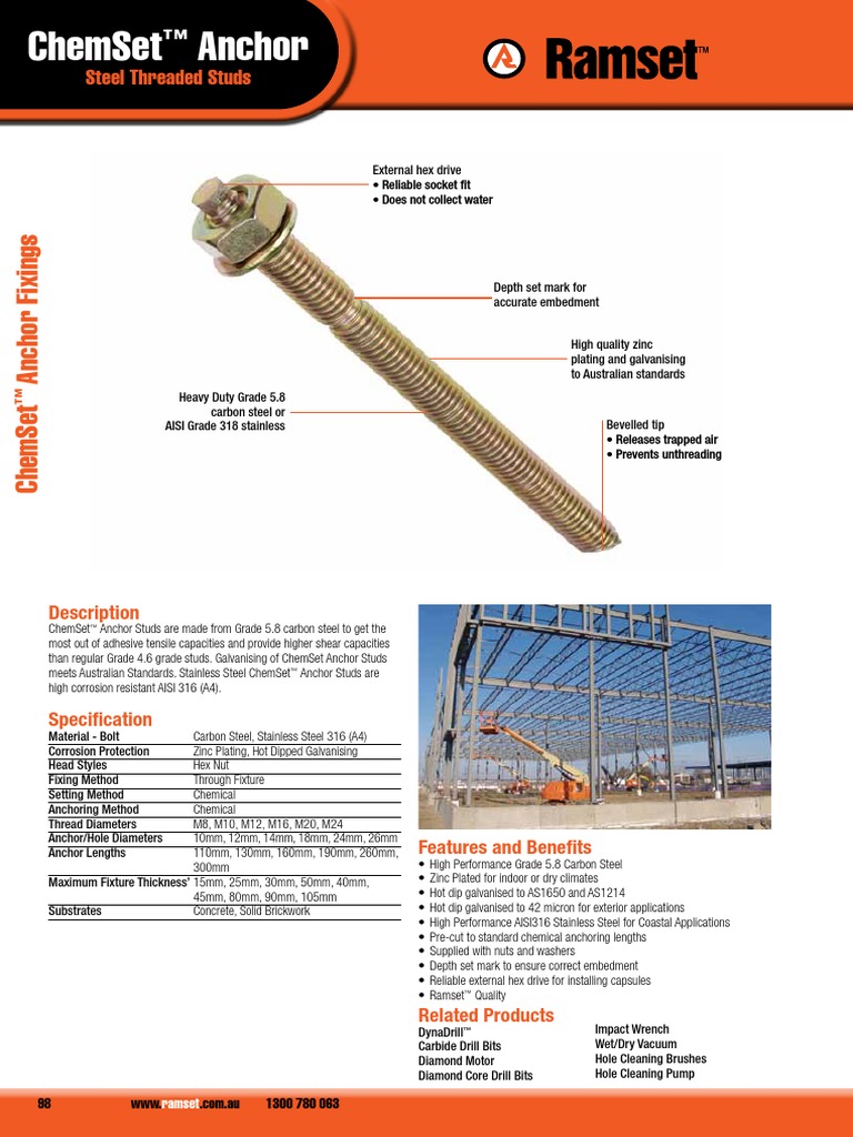 Chemical - Anchoring - ChemSet Anchor | PDF | Galvanization | Steel
