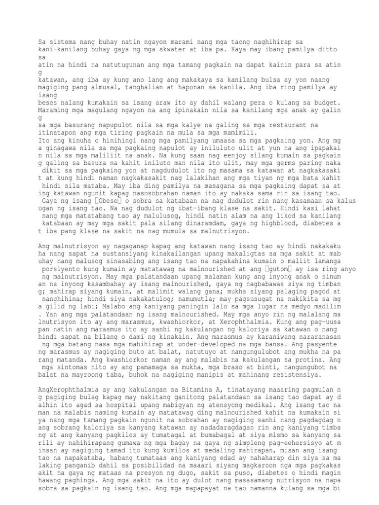 Malnutrisyon | PDF