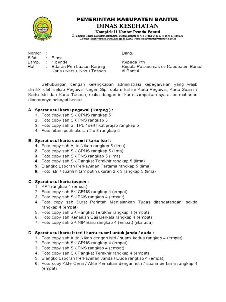 Syarat Usul Karpeg, Karis Karsu | PDF | Hukum