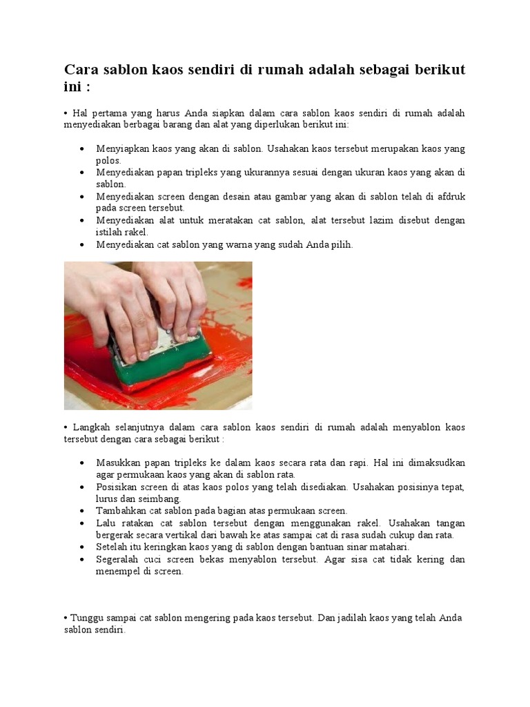 Cara Menyablon Baju Sendiri Di Rumah | PDF