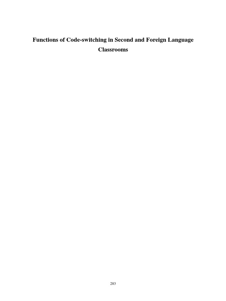 Functions of Code-Switching in Second and Foreign Language | PDF ...