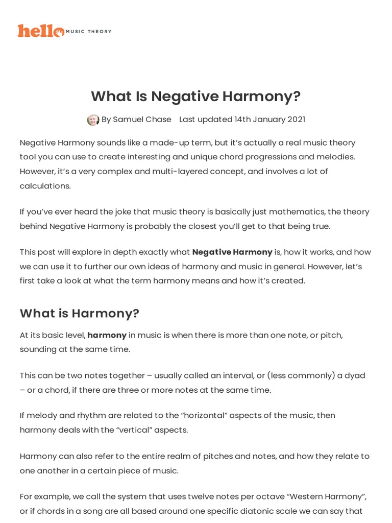 Hellomusictheory Negative Harmony | PDF