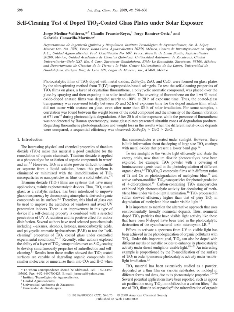 Titanium Dioxide Coatings, Self Cleaning Glass | PDF | Titanium Dioxide ...