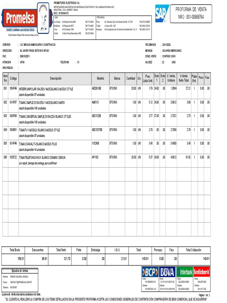 Proforma 668764 | PDF | Cliente | Transporte