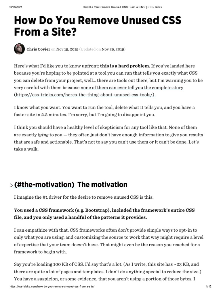 How Do You Remove Unused CSS From A Site - CSS-Tricks | Download Free ...