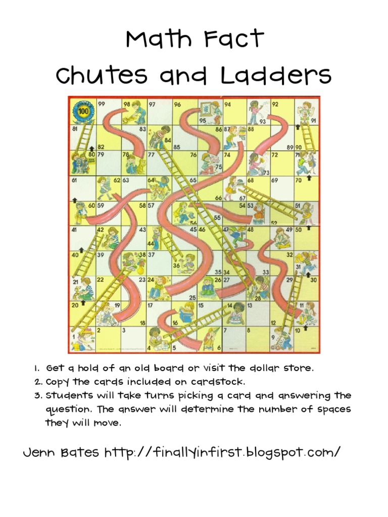 Math Fact Chutes and Ladders | PDF | Sports & Recreation | Teaching ...