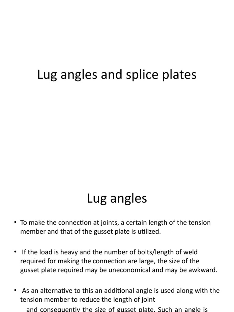 Lug Angles and Splice Plates | PDF | Mechanical Engineering | Applied ...