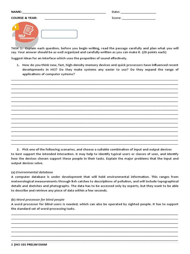 Hci Prelim Exam | PDF | Input/Output | Human–Computer Interaction